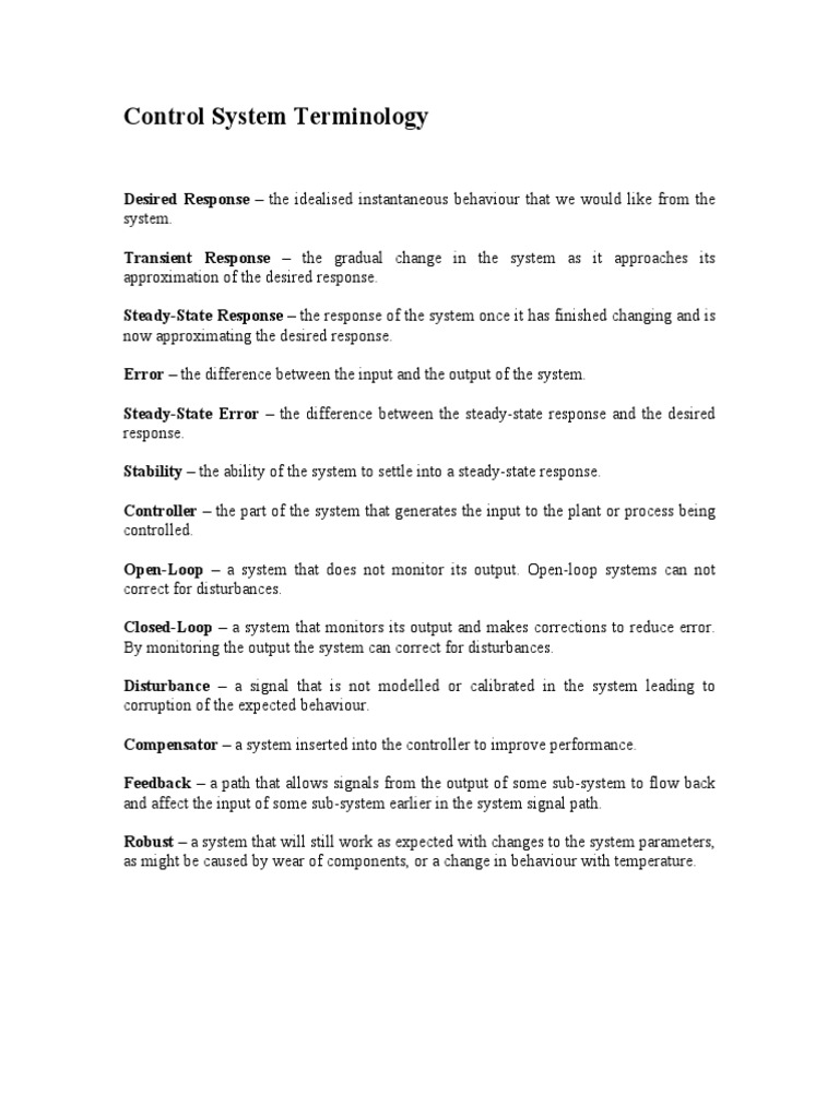 Control System Terminology | PDF