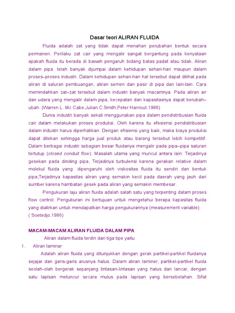 Dasar Teori Aliran Fluida | PDF