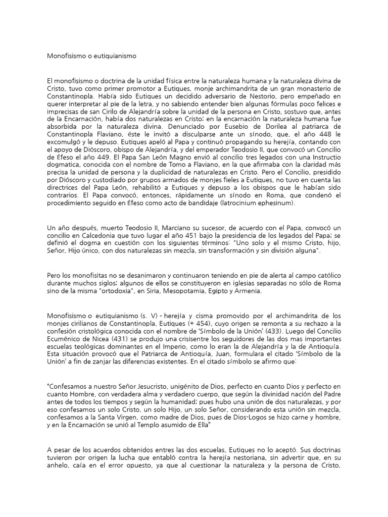 Monofisismo | PDF | Consejo de Calcedonia | Cristianismo antiguo