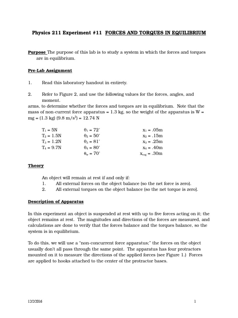 Lab 11 | PDF | Torque | Force
