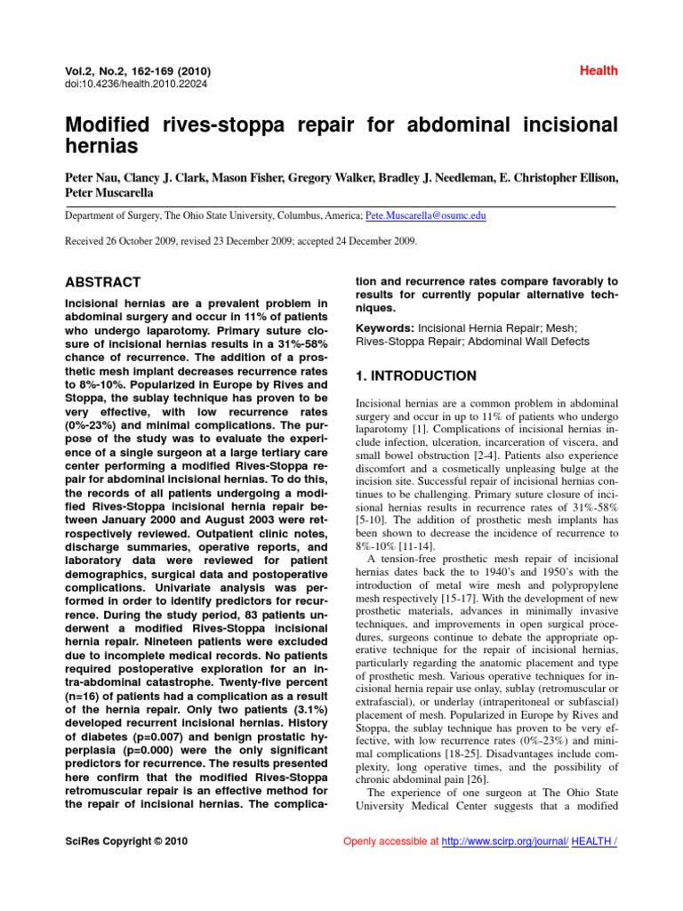 Modified Rives Stoppa | PDF | Surgery | Health Care