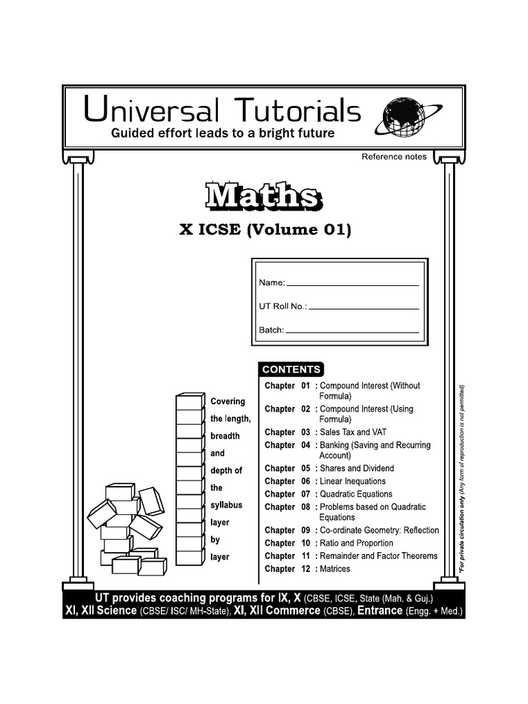 X ICSE Maths 01 | PDF | Compound Interest | Interest