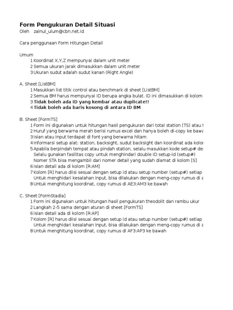 Formula Perhitungan XYZ Theodolite | PDF | Komputer