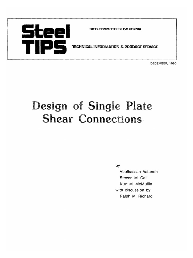 Steel Tips - Design of Single Plate Shear Connections PDF | PDF ...