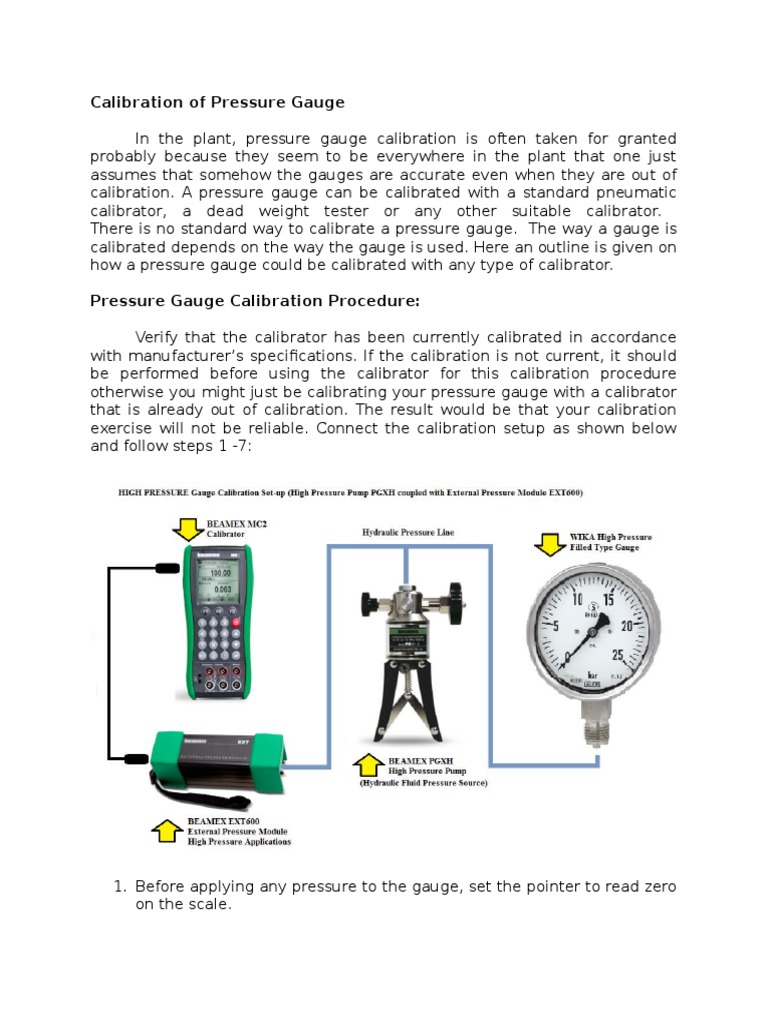 Calibration of Pressure Gauge | PDF