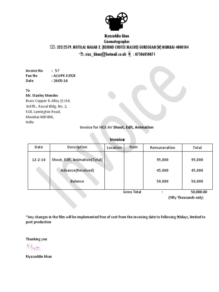 Revised Invoice | PDF