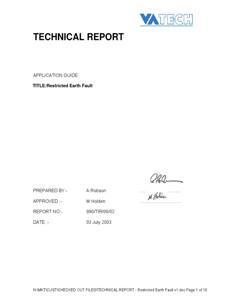 Restricted Earth Fault Technical Report | PDF | Transformer | Resistor