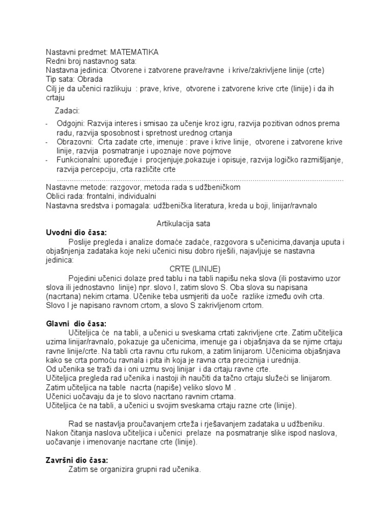 25 Otvorene I Zatvorene Prave I Krive Linije | PDF