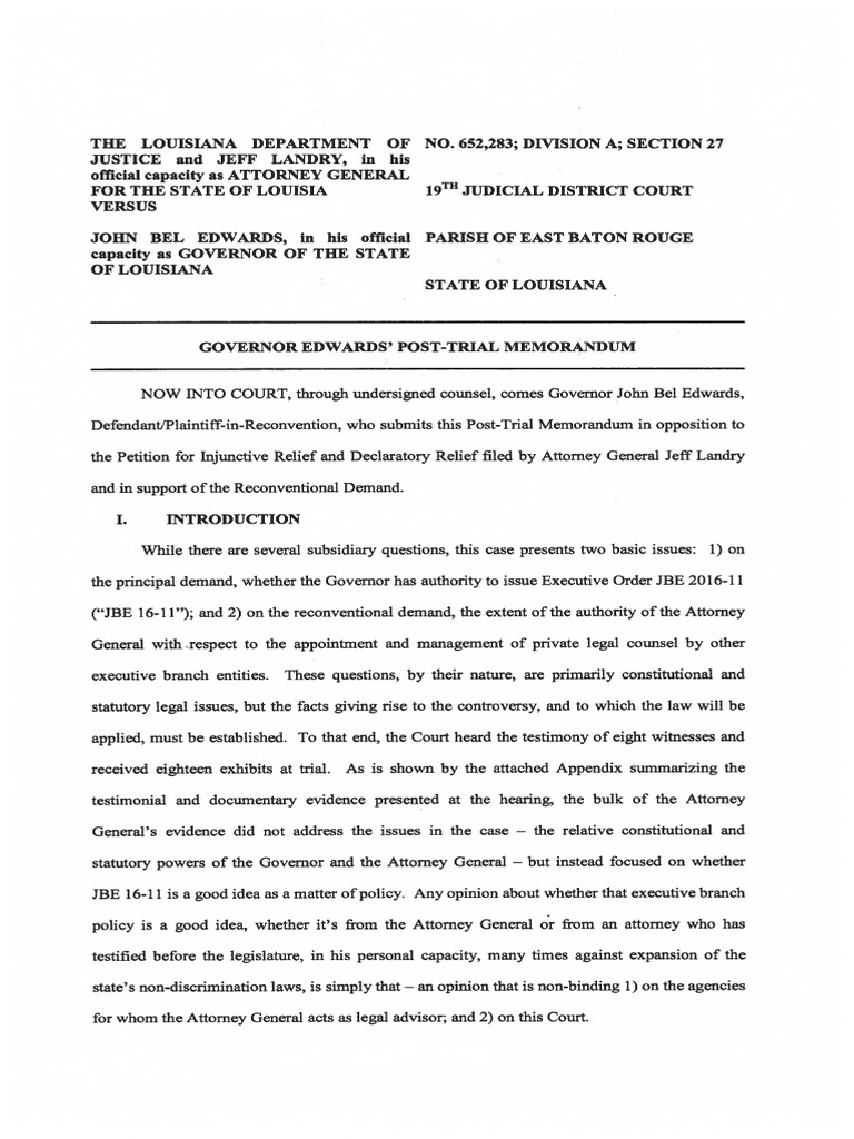 John Bel Edwards Memo | PDF