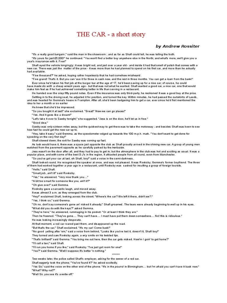 The Car A Short Story | PDF | Leisure