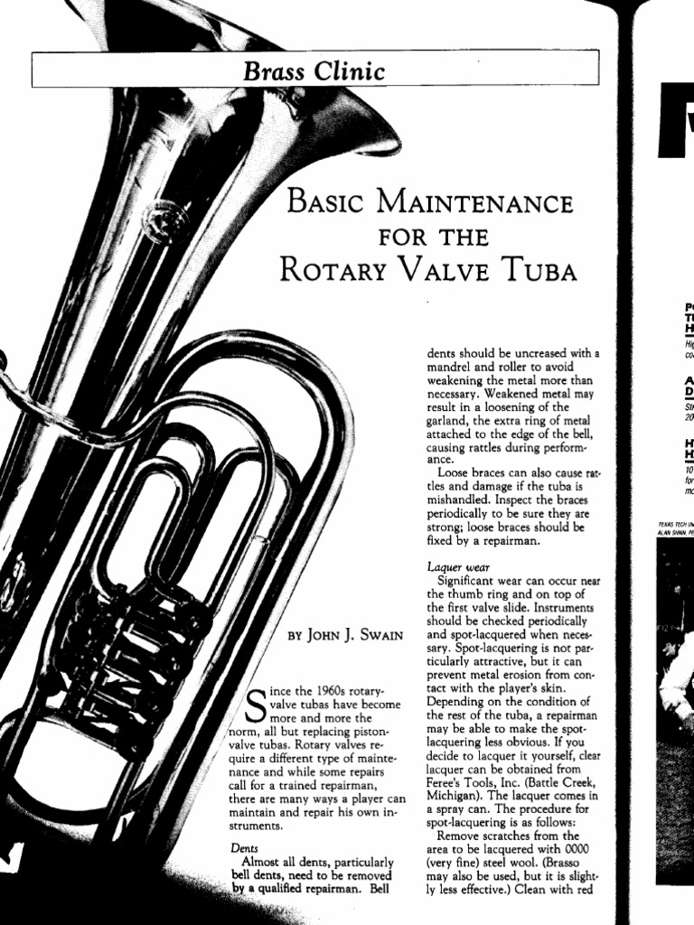 Rotary Valve Tuba Maintenance Guide | PDF | Trumpet | Tuba