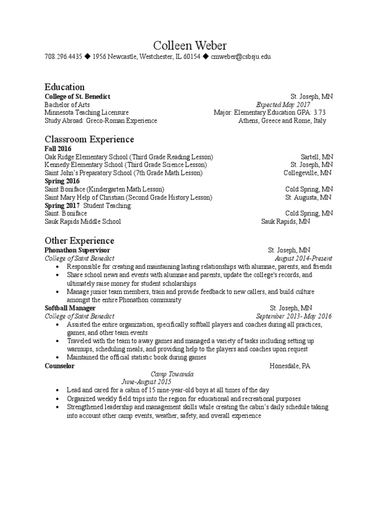 Colleen Webers Resume | PDF