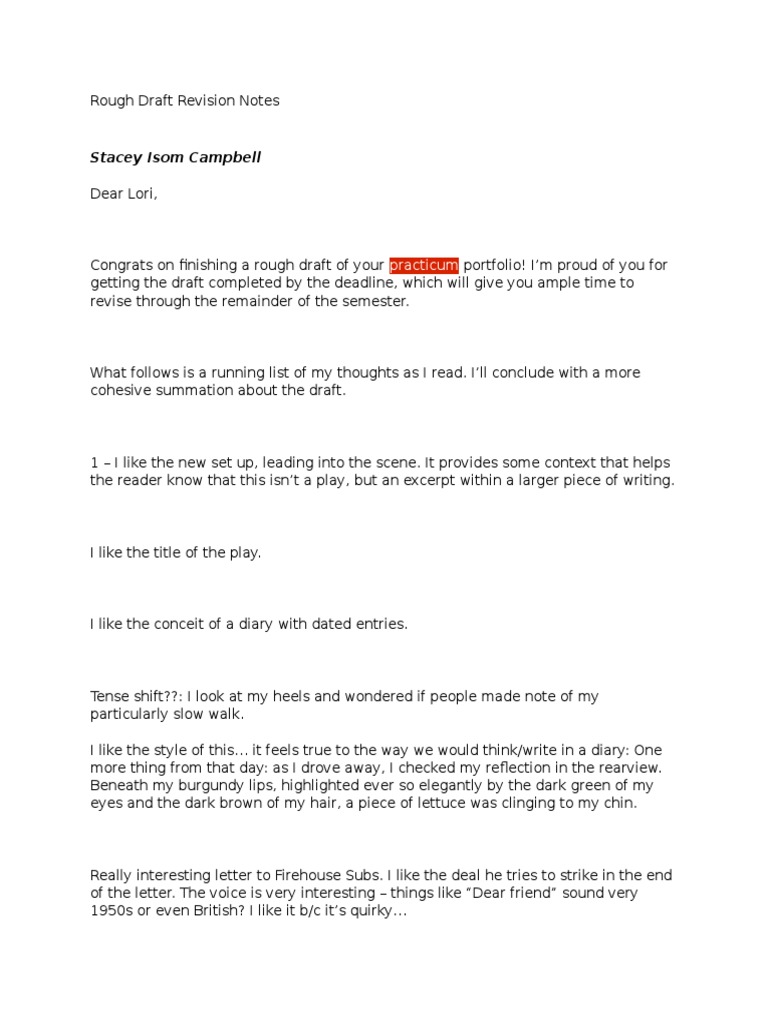 Rough Draft Revision Notes | PDF