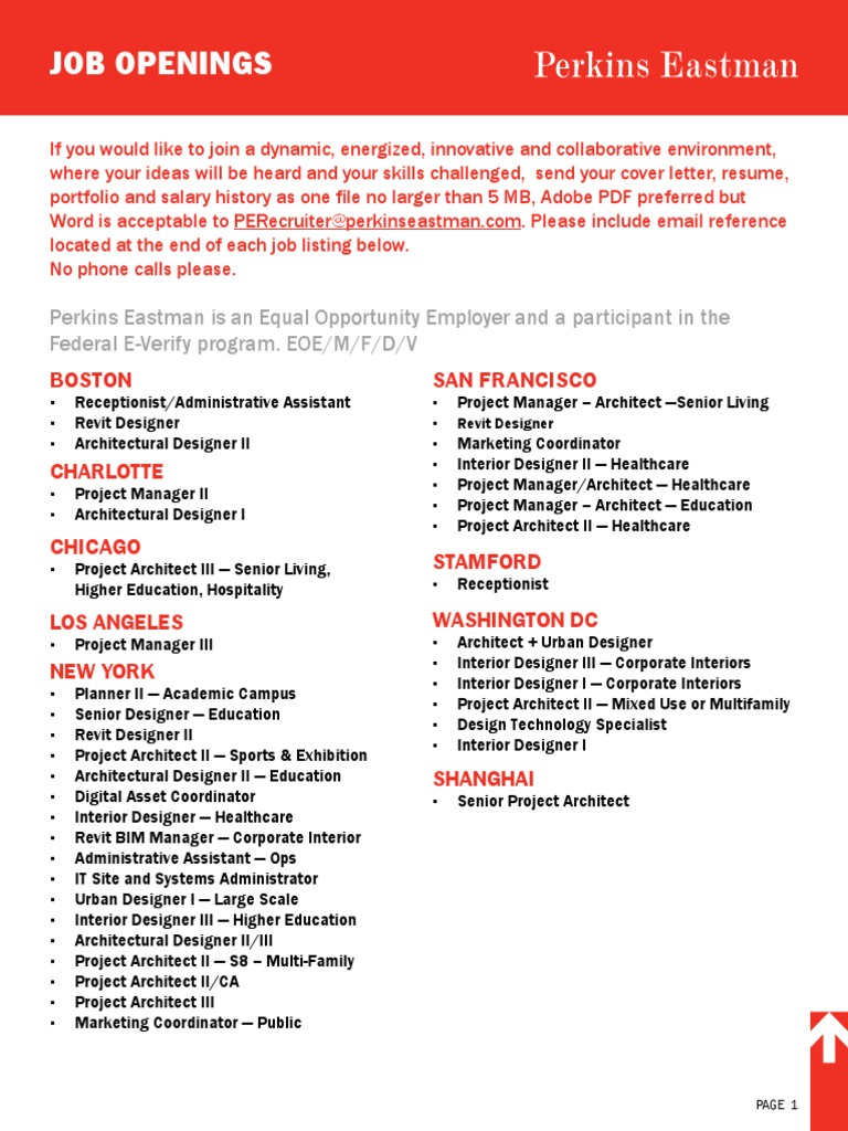 Perkins Eastman Job Openings | PDF | Architect | Autodesk Revit