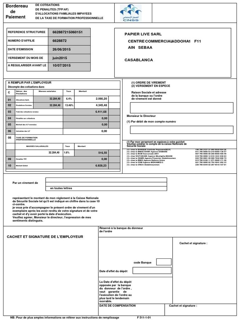 Papier Live CNSS 06-2015 PDF | PDF | Sécurité sociale | Allocations