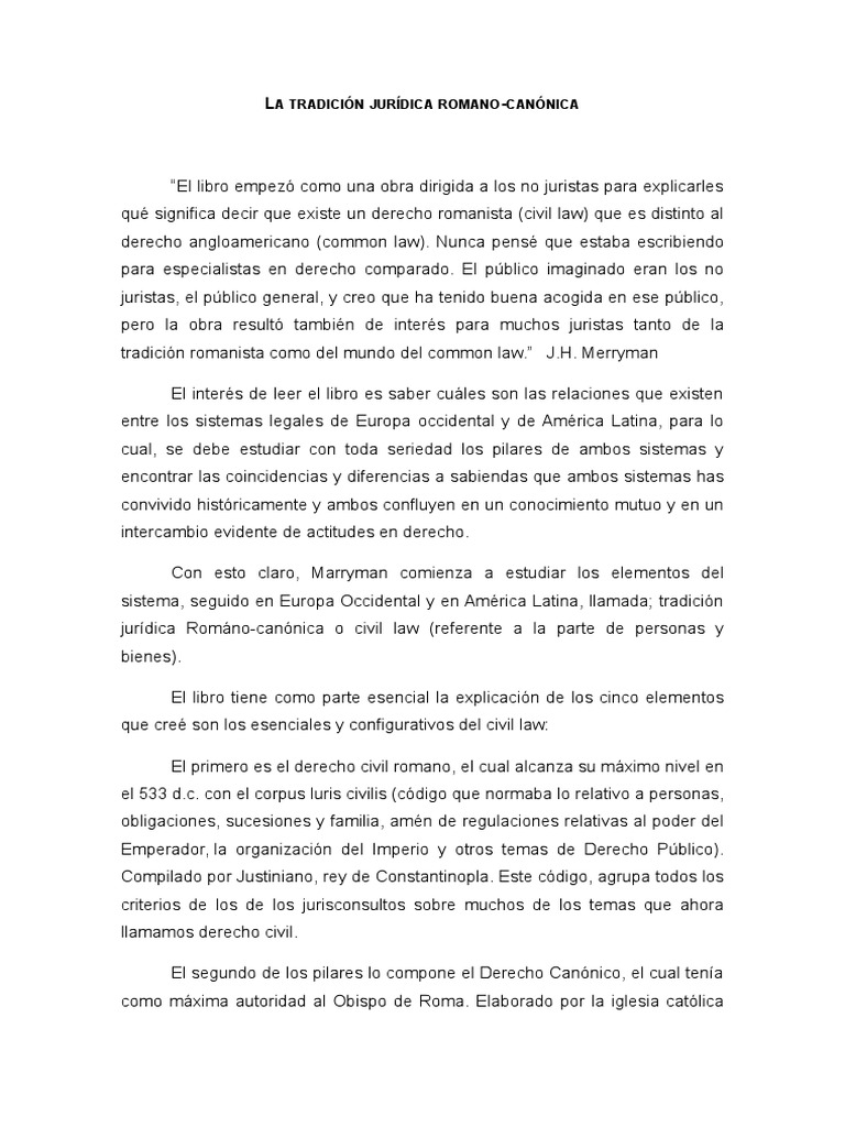 La Tradición Jurídica Romano Canónica | PDF | Juez | Ley romana