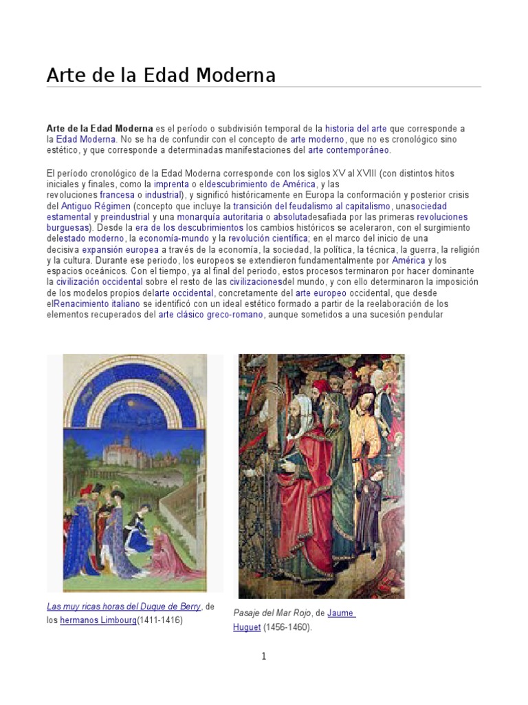 Historia del Arte en la Edad Moderna | PDF | Arte medieval | Artes ...