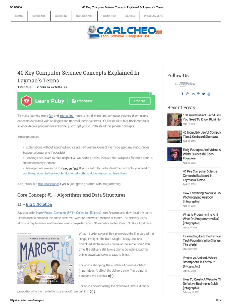 40 Key Computer Science Concepts Explained in Layman Terms | PDF ...