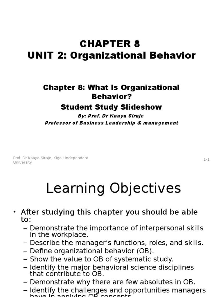 Chapter 8 Organisation Behavior | PDF | Organizational Behavior ...