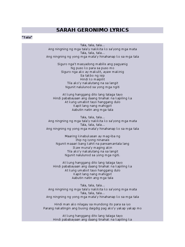 Sarah Geronimo Lyrics | PDF