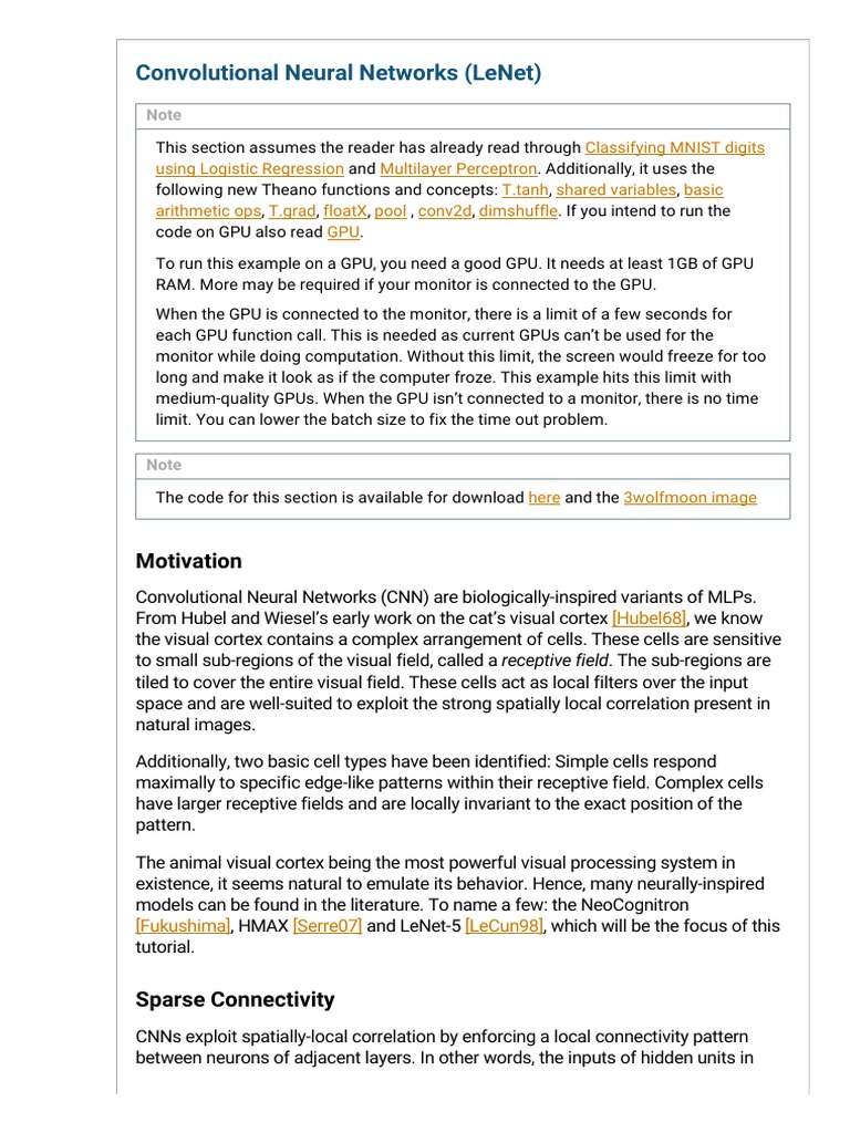 Convolutional Neural Networks (LeNet) - DeepLearning 0.1 Documentation | PDF | 2 D Computer ...