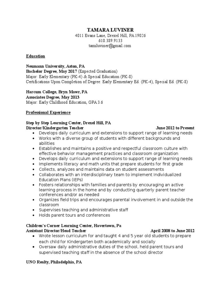 Tami Luviner Resume | PDF | Teachers | Curriculum
