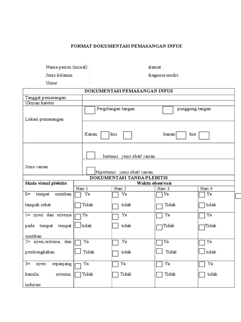 Format Dokumentasi Pemasangan Infus | PDF