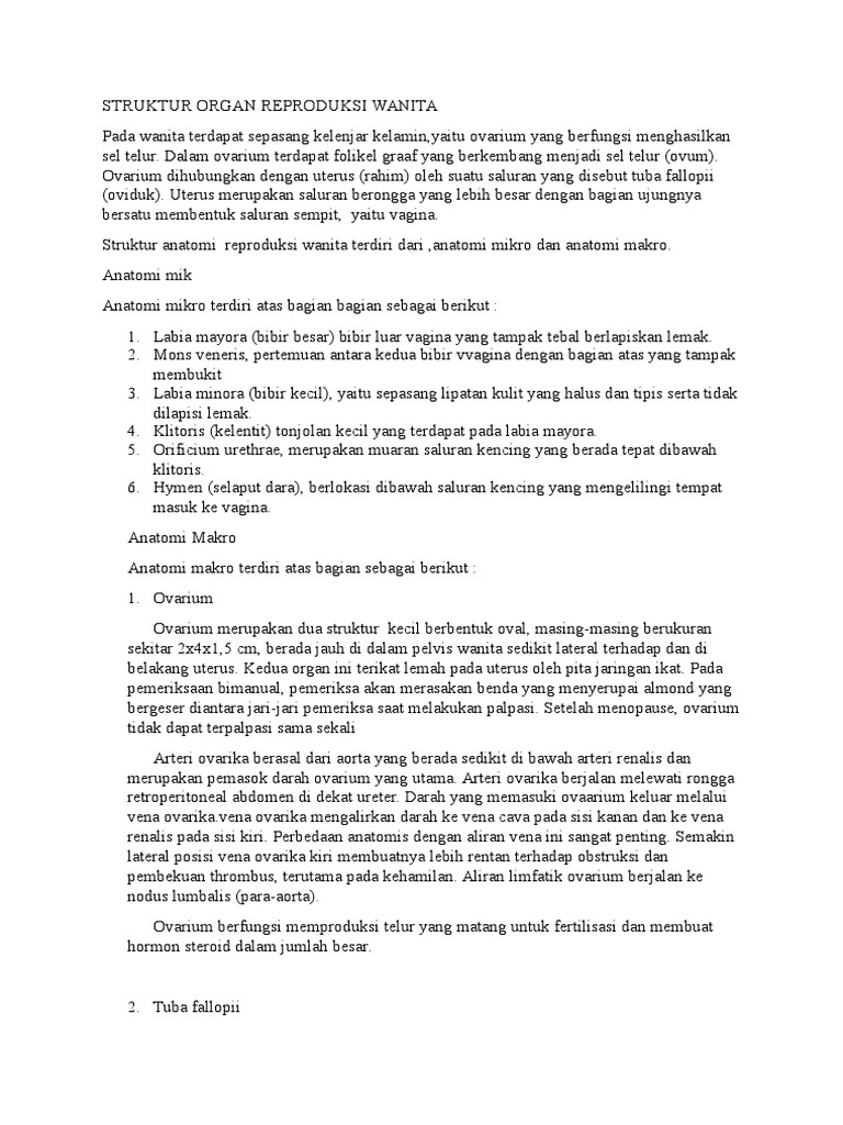 Struktur Organ Reproduksi Wanita | PDF
