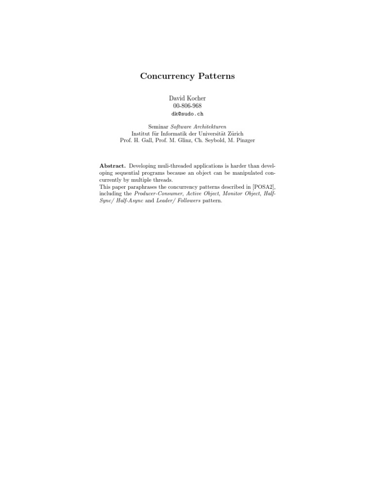 ConCurrency Patterns David Kocher | PDF | Thread (Computing) | Digital Technology