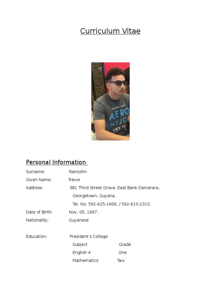 Curriculum Vitae: Personal Information | PDF