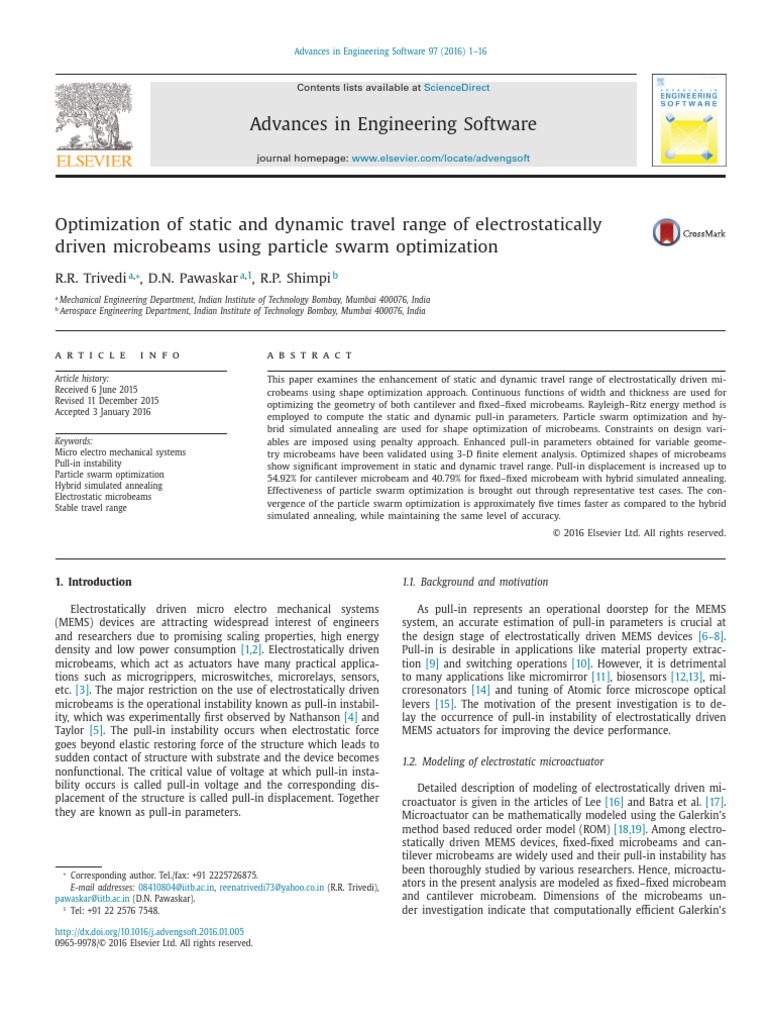 Optimization of Static and Dynamic Travel Range of Electrostatically Driven Microbeams Using ...