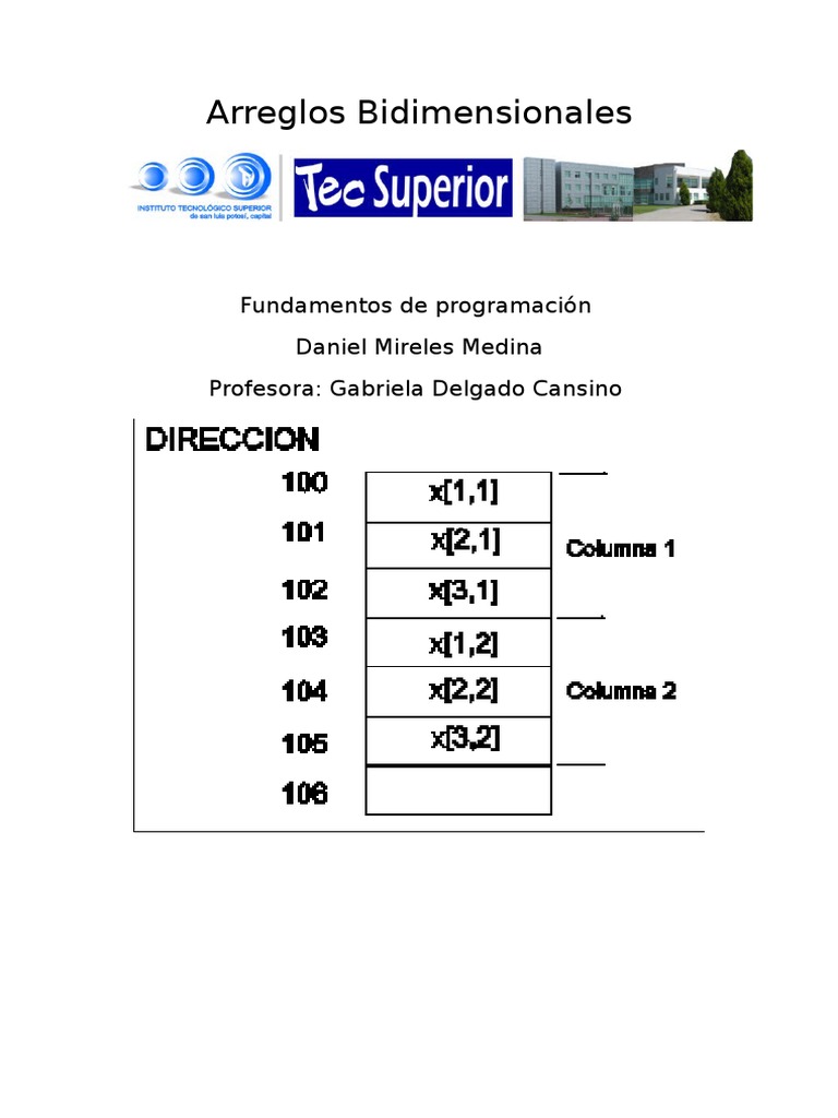 Arreglos Bidimensionales | PDF | Matriz (Matemáticas) | Enseñanza de ...