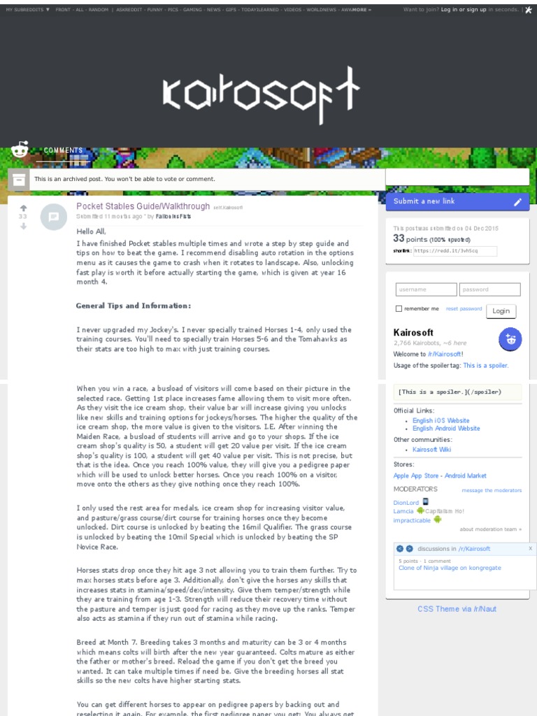 Pocket Stables Guide - Walkthrough - Kairosoft | PDF | Horses ...