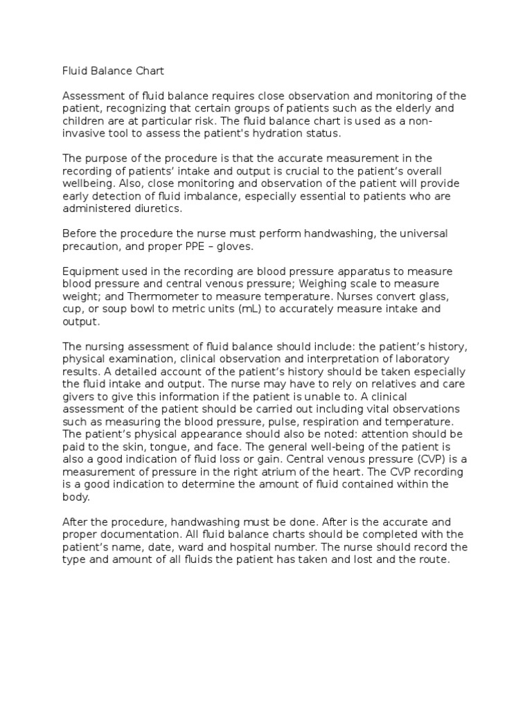 Fluid Balance Chart | PDF