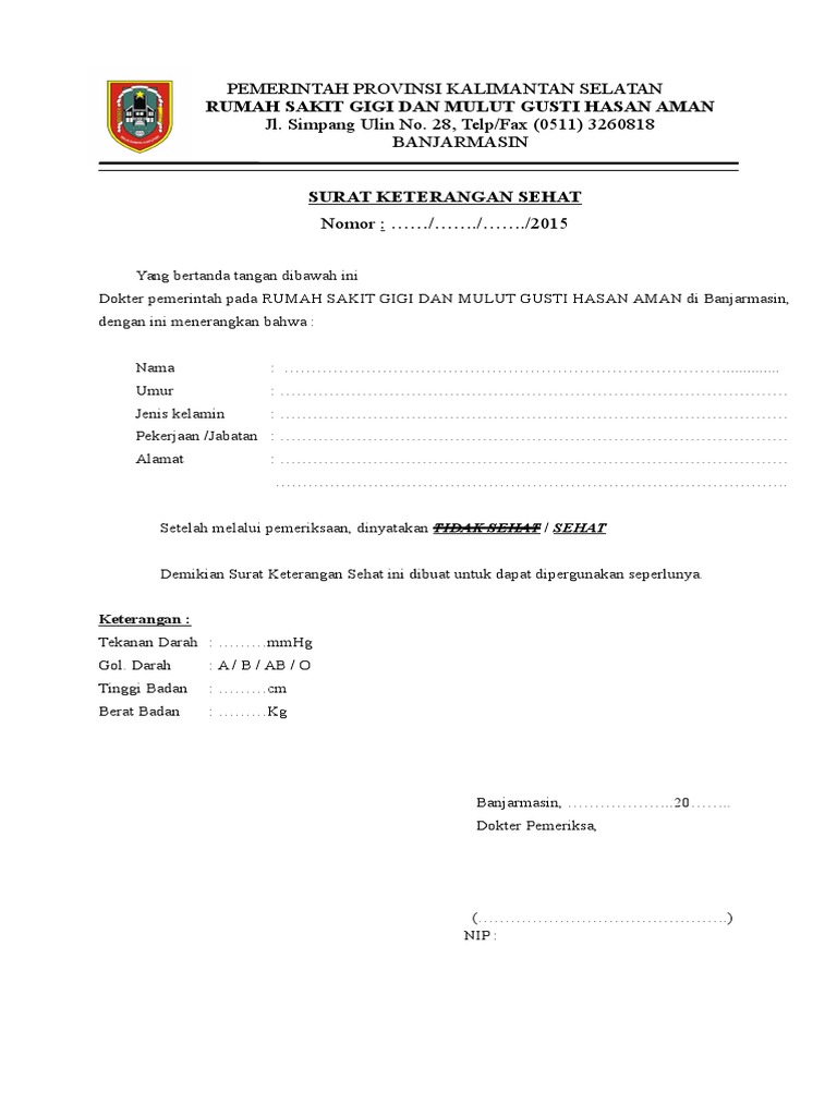 Surat Keterangan Sehat | PDF