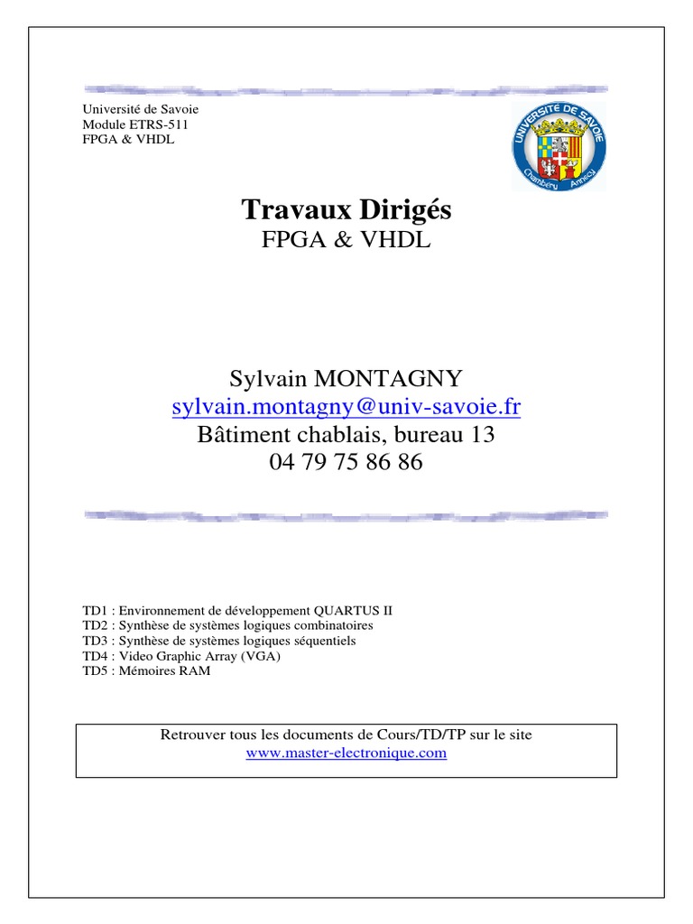 Travaux dirigés FPGA & VHDL.pdf Travaux dirigés FPGA & VHDL.pdf