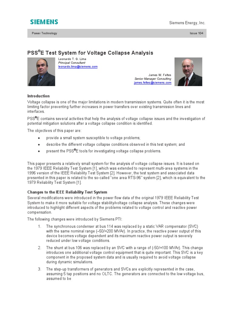 PSSE System Test For Voltage Collapse Analysis | PDF | Steady State ...