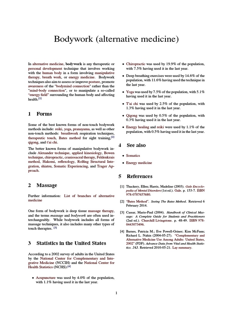 Bodywork (Alternative Medicine) | PDF