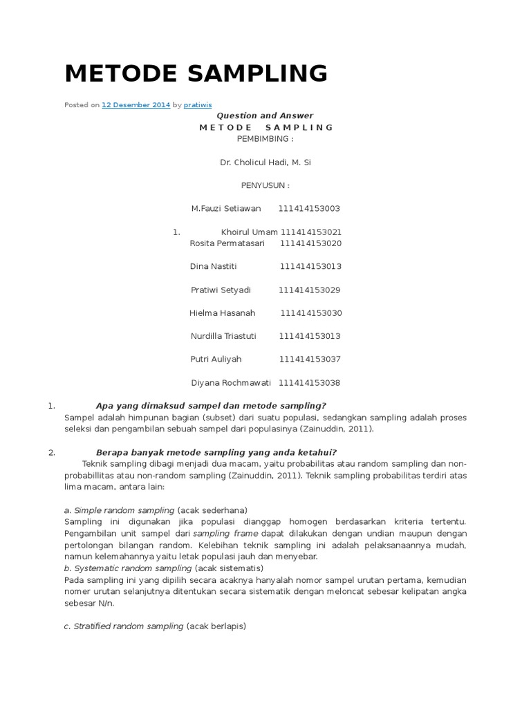 Metode Sampling | PDF