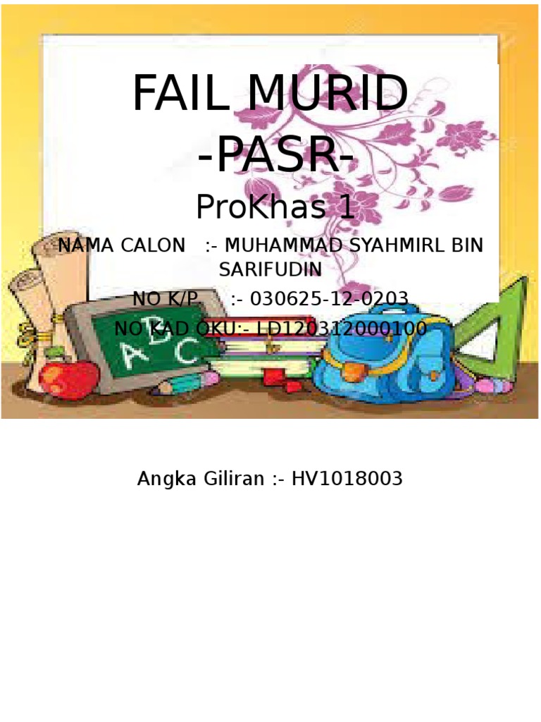 Fail Murid - Pasr-: Prokhas 1 | PDF