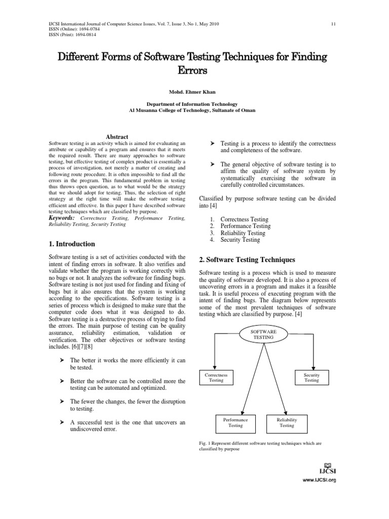 Different Forms of Software Testing Techniques For Finding Errors | PDF ...