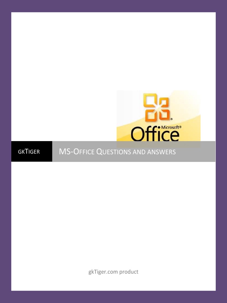 MS-Office questions and answers for Excel and Word | PDF | Microsoft ...
