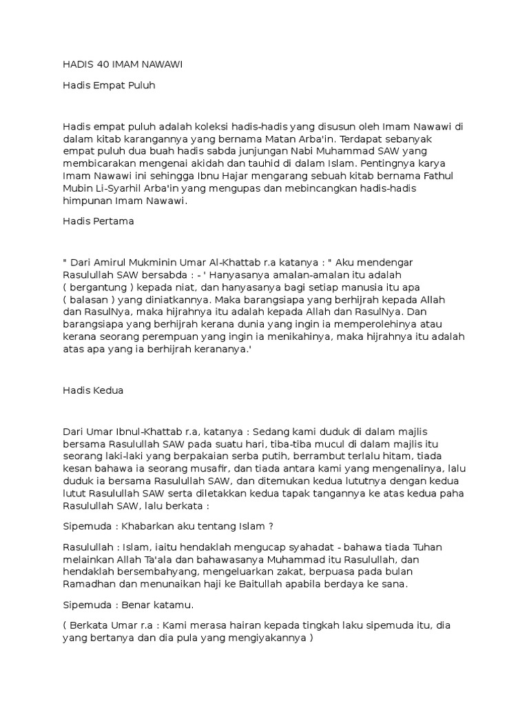 Hadis 40 Imam Nawawi | PDF