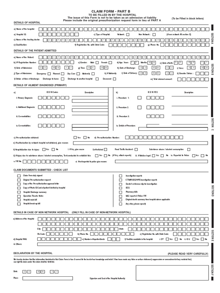 Claim Form - Part B Hospital | PDF | International Statistical ...