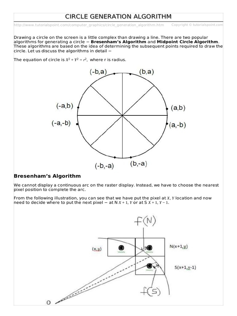 Circle - Generation - Algorithm RRRR PDF | PDF | Discrete Mathematics | Scientific Modeling
