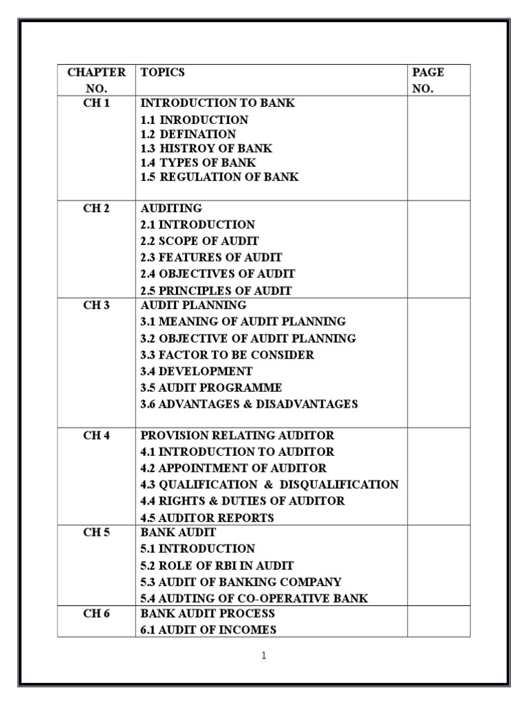 Bank Audit Project | PDF | Audit | Reserve Bank Of India
