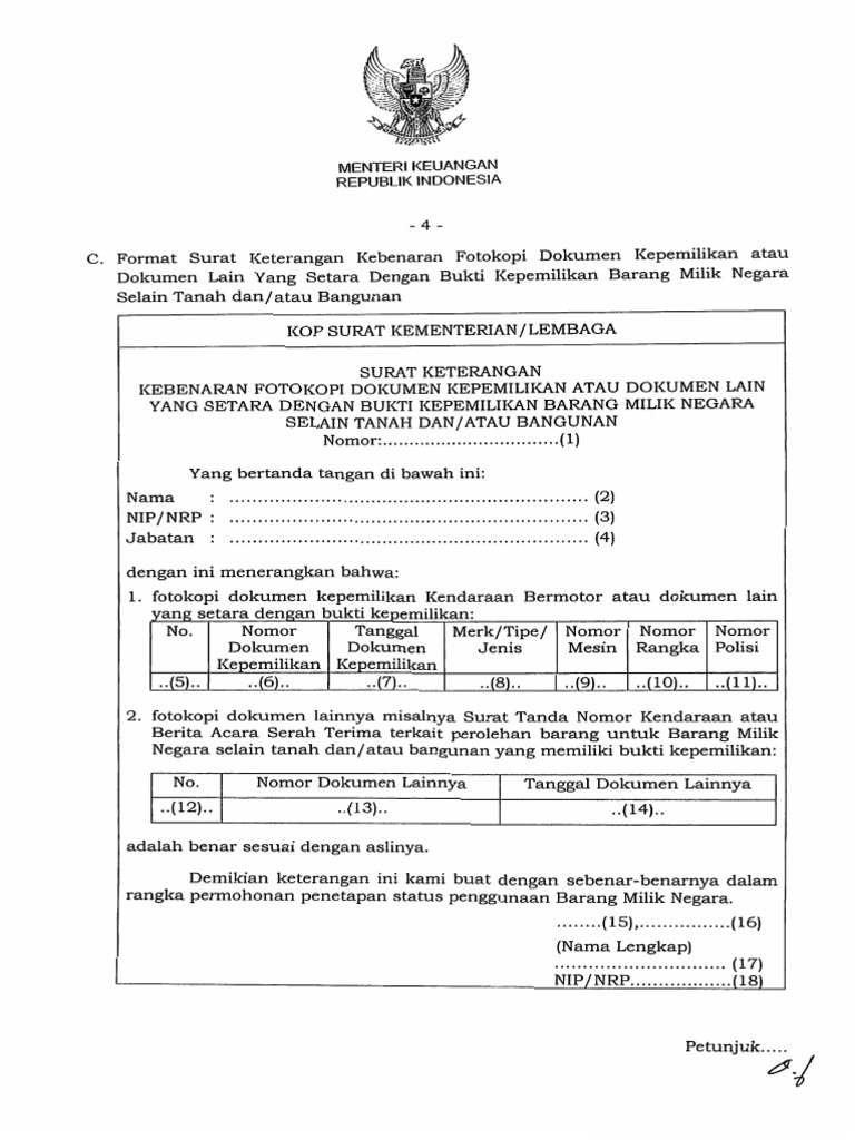 Format Surat Kebenaran Fotokopi STNK DAN BPKB | PDF