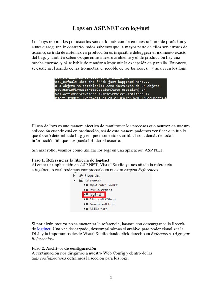 Logs en ASP - Net Con Log4net | PDF | Archivo de computadora | Informática