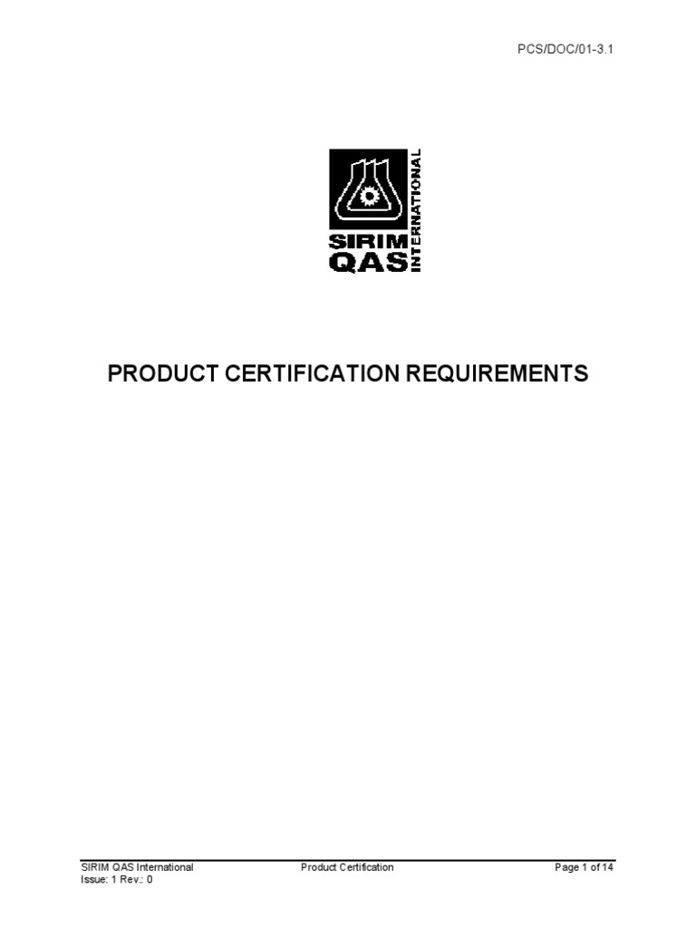 SIRIM Product Certification Guidelines | PDF | Quality Assurance ...