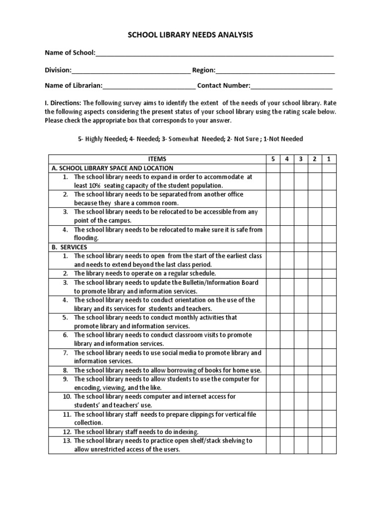 School Library Needs Survey | PDF